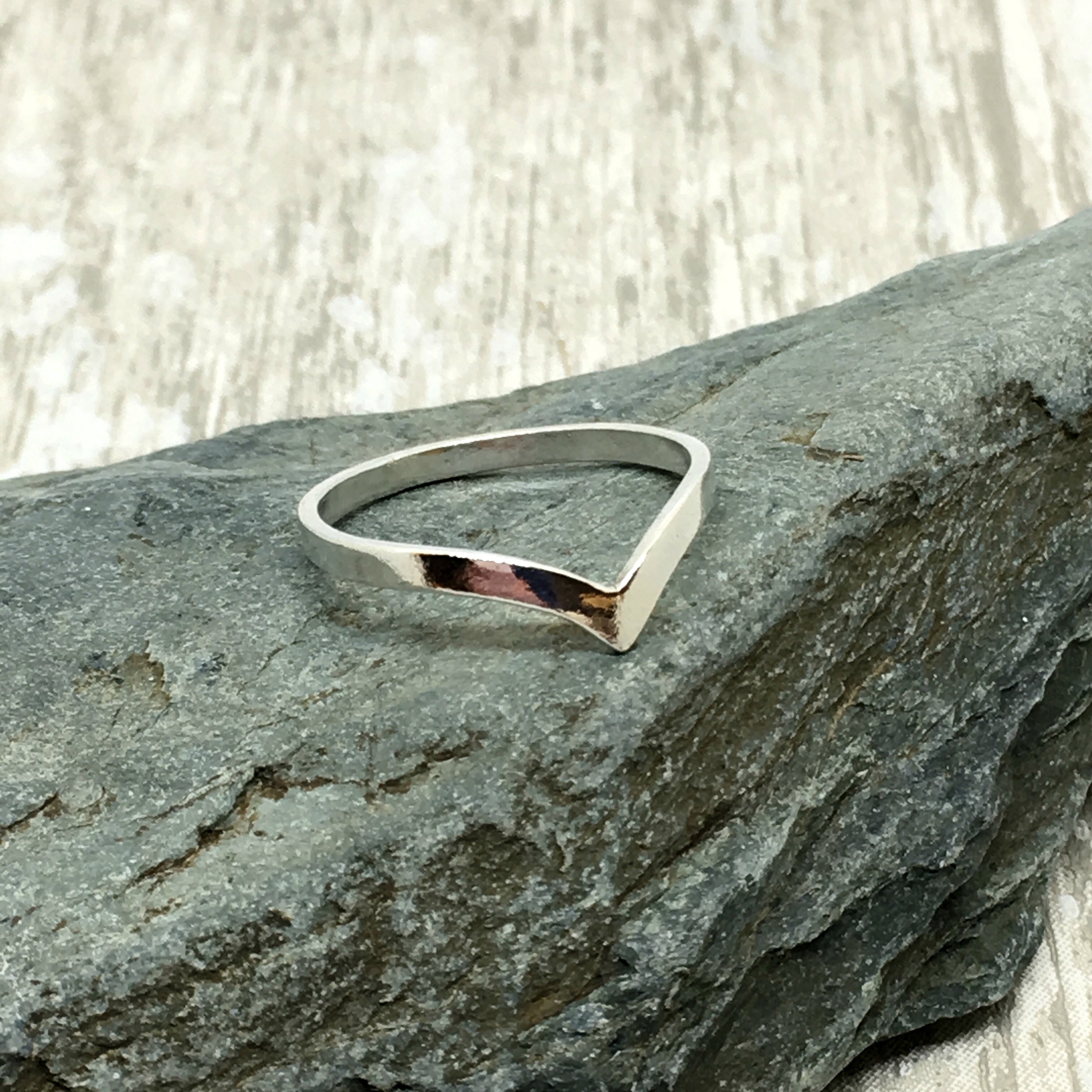 Sterling Silver Chevron Ring 925 Silver Wishbone Ring - Etsy UK