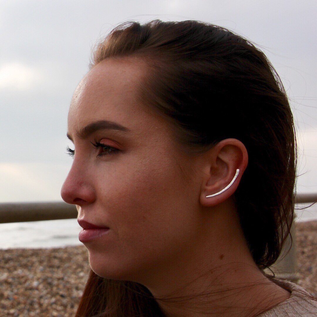 Gold Ear Climbers 9ct Gold Long Ear Climbers Ear Crawlers Ear Jackets ...