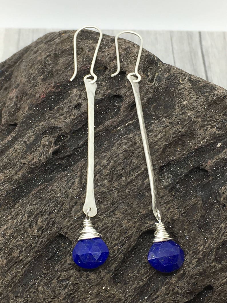 Sterling Silver Drop Earrings Silver Gemstone Dangle - Etsy UK