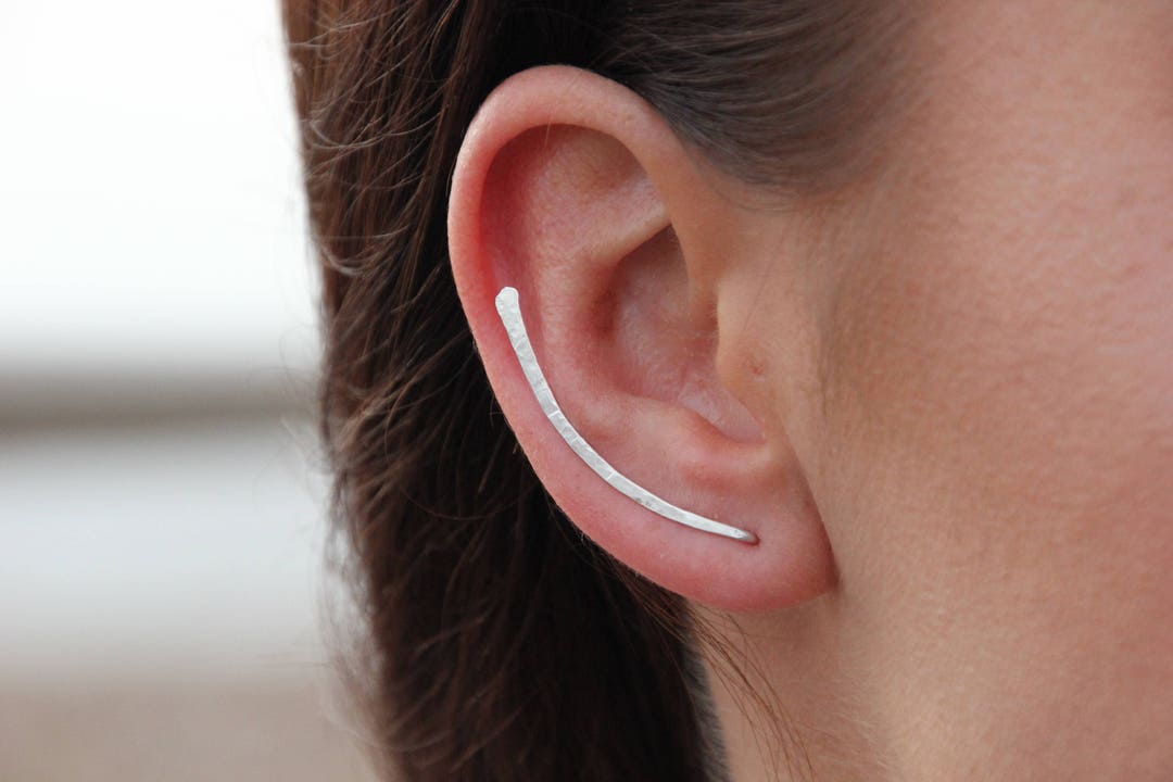 Ear Climbers Fine Silver Ear Crawler Silver Minimalist Crawler Earring ...