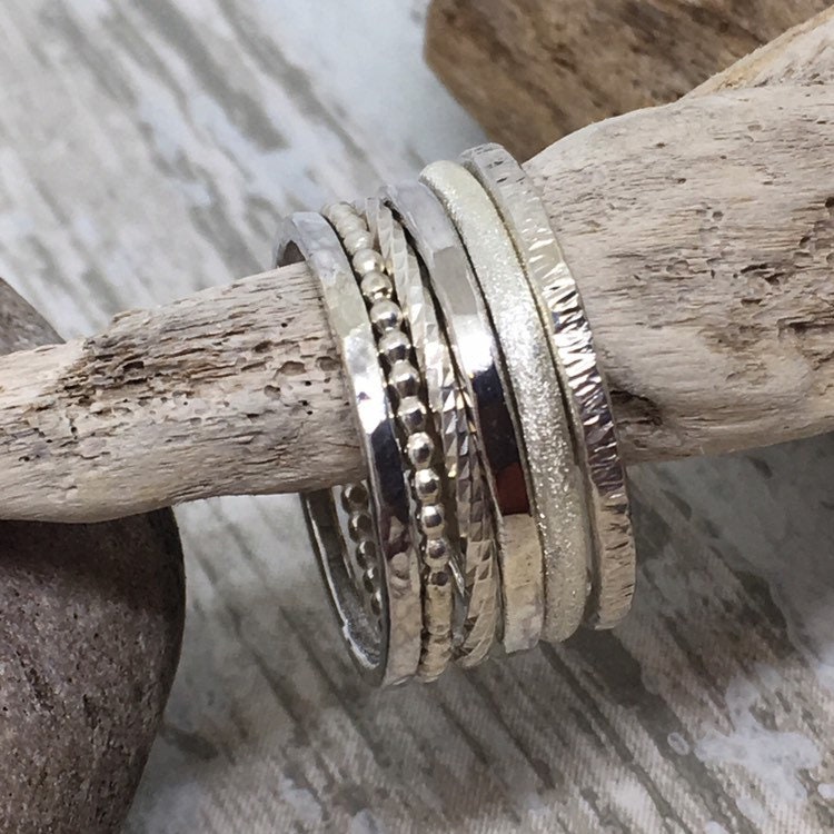 Sterling Silver Stacking Rings Set Stackable Ring Set 925 - Etsy UK