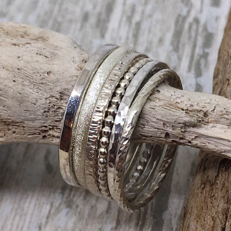 Sterling Silver Stacking Rings Set Stackable Ring Set 925 - Etsy