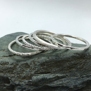 Sterling Silver Stacking Rings Set Stackable Ring Set 925 - Etsy