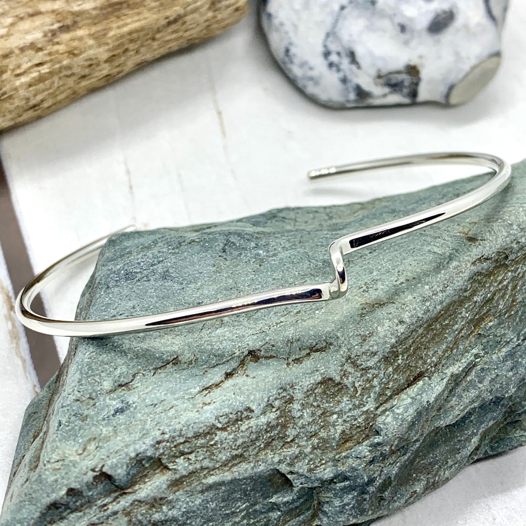 Silver Cuff Bracelet Sterling Silver Wave Cuff Silver Bangle - Etsy UK