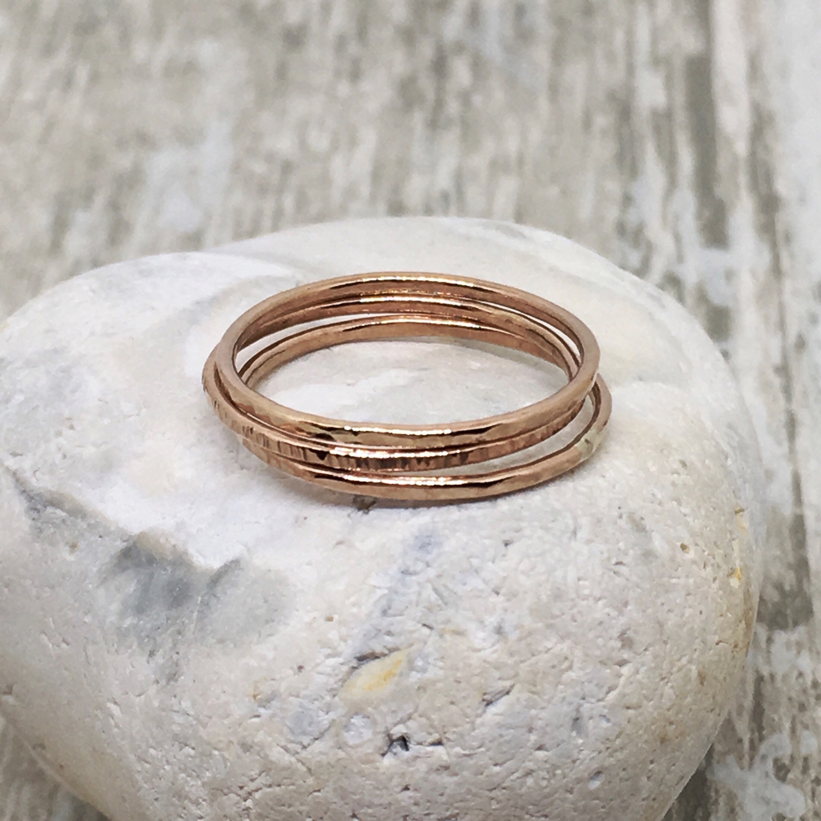 Stacking Rings Rose Gold Rings Stackable Hammered Rings Skinny - Etsy UK