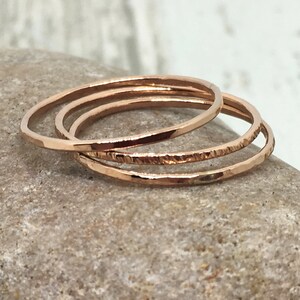 Stacking Rings Rose Gold Rings Stackable Hammered Rings Skinny - Etsy