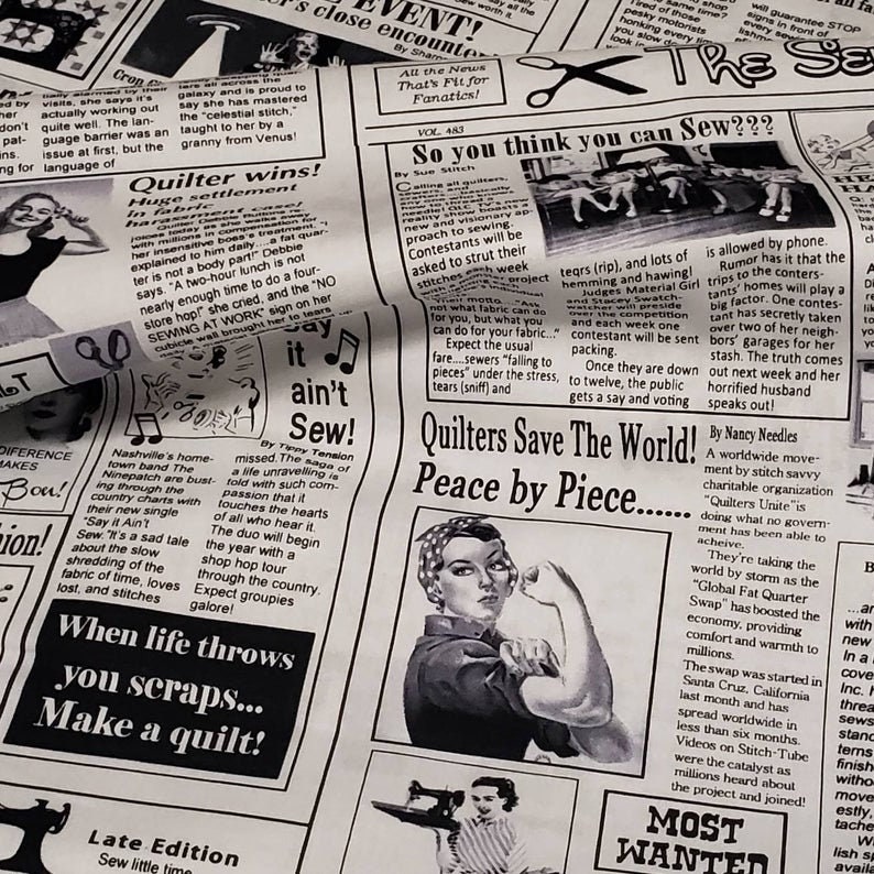 Quilting Newspaper by Timeless Treasure Sold by the Half Yard - Etsy