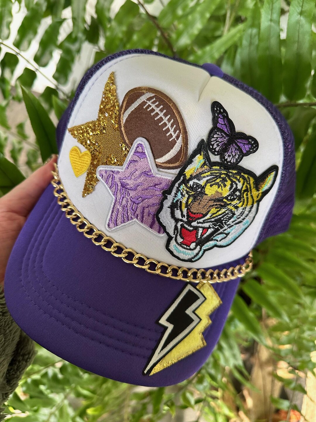 LSU Patch Trucker Hat, Football Tiger Hat, Adult Adjustable Trucker Hat ...