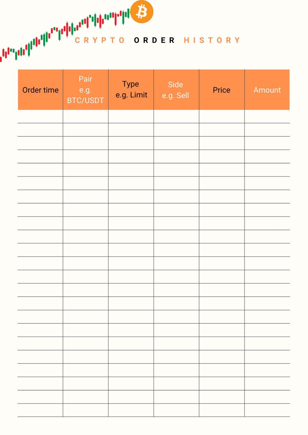 Crypto Order History Printable - Etsy