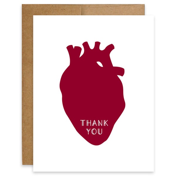 Anatomical Heart Thank You Card - Etsy