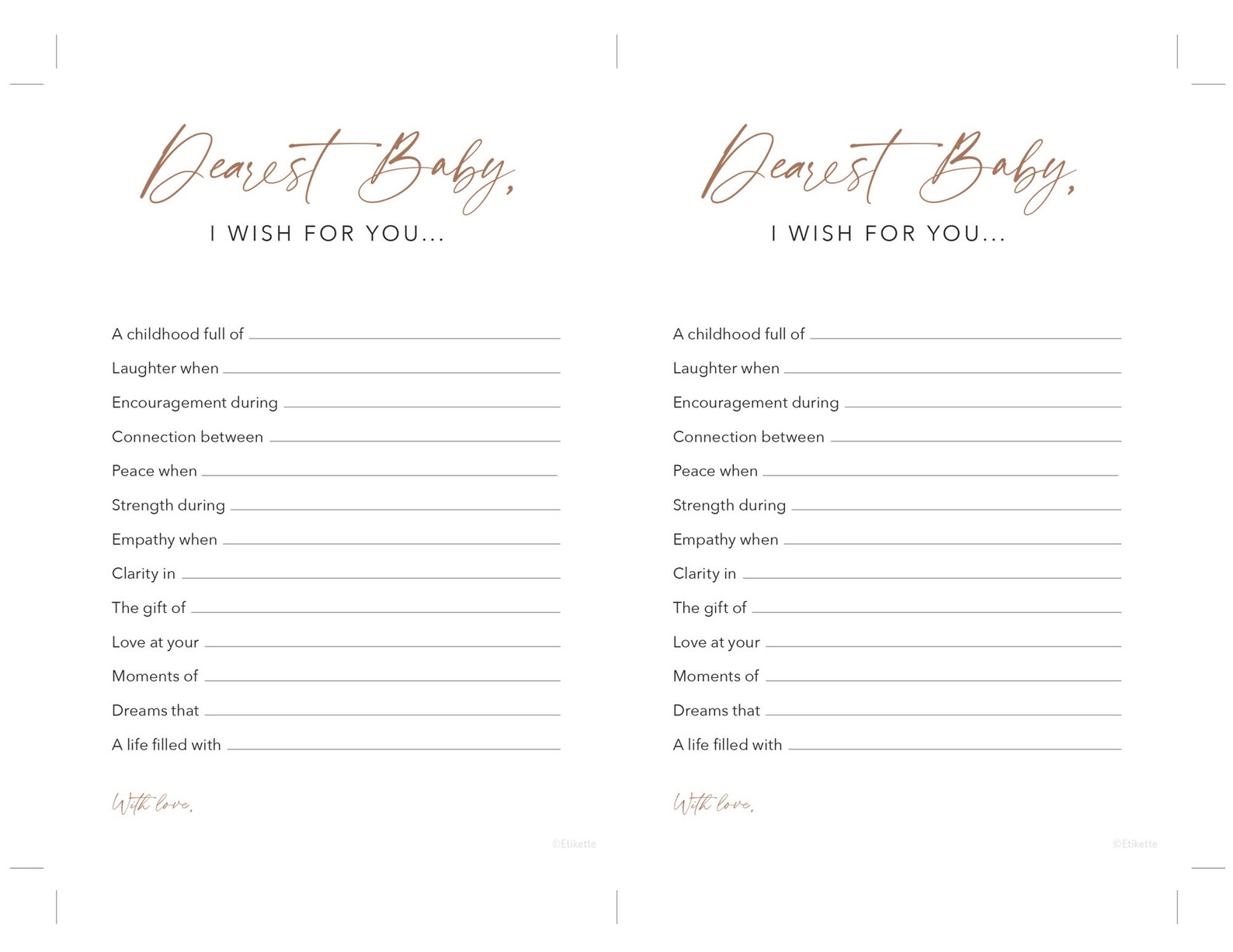 Wishes for Baby Wish List Baby Shower Game Notes for Baby | Etsy