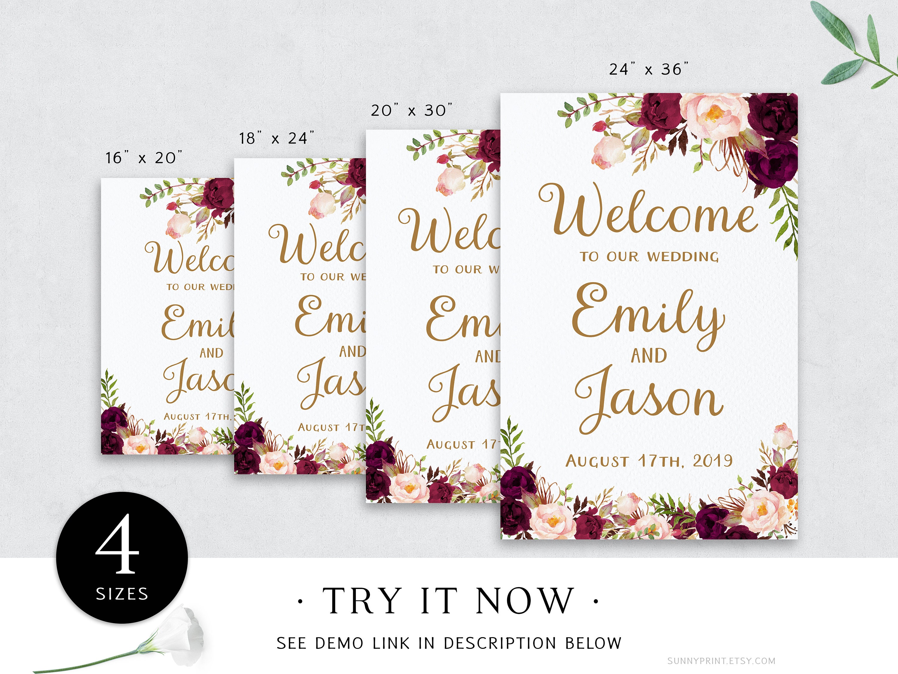 Welcome Sign Wedding Printable Welcome Wedding Sign Floral | Etsy