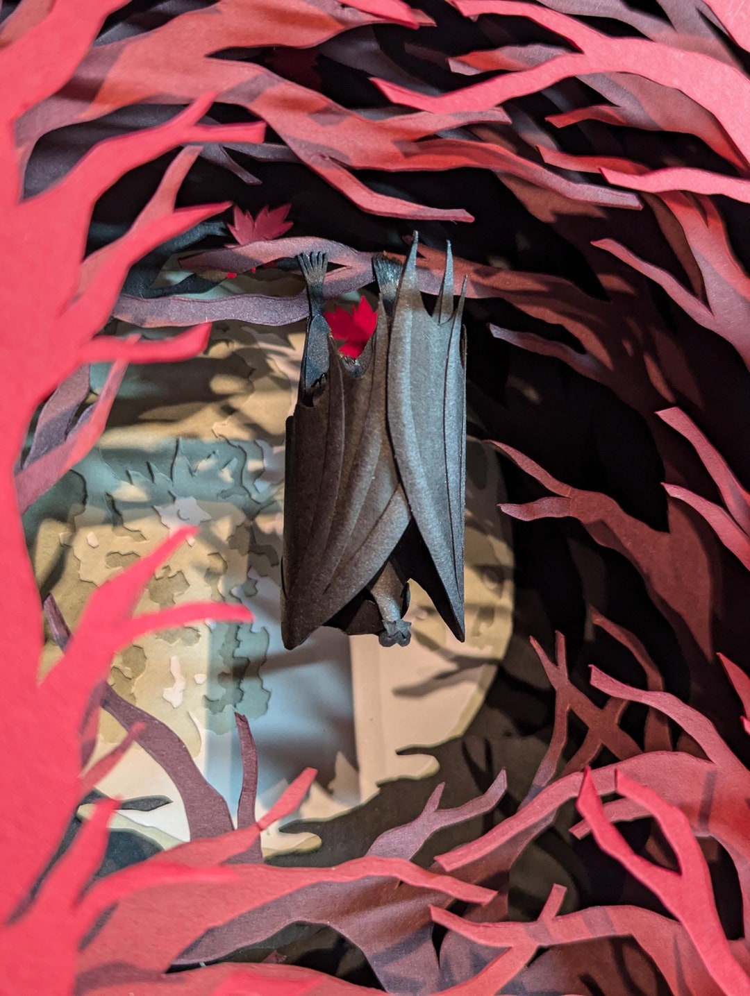 Nocturne. Paper-cut Framed Bat Sculpture. - Etsy