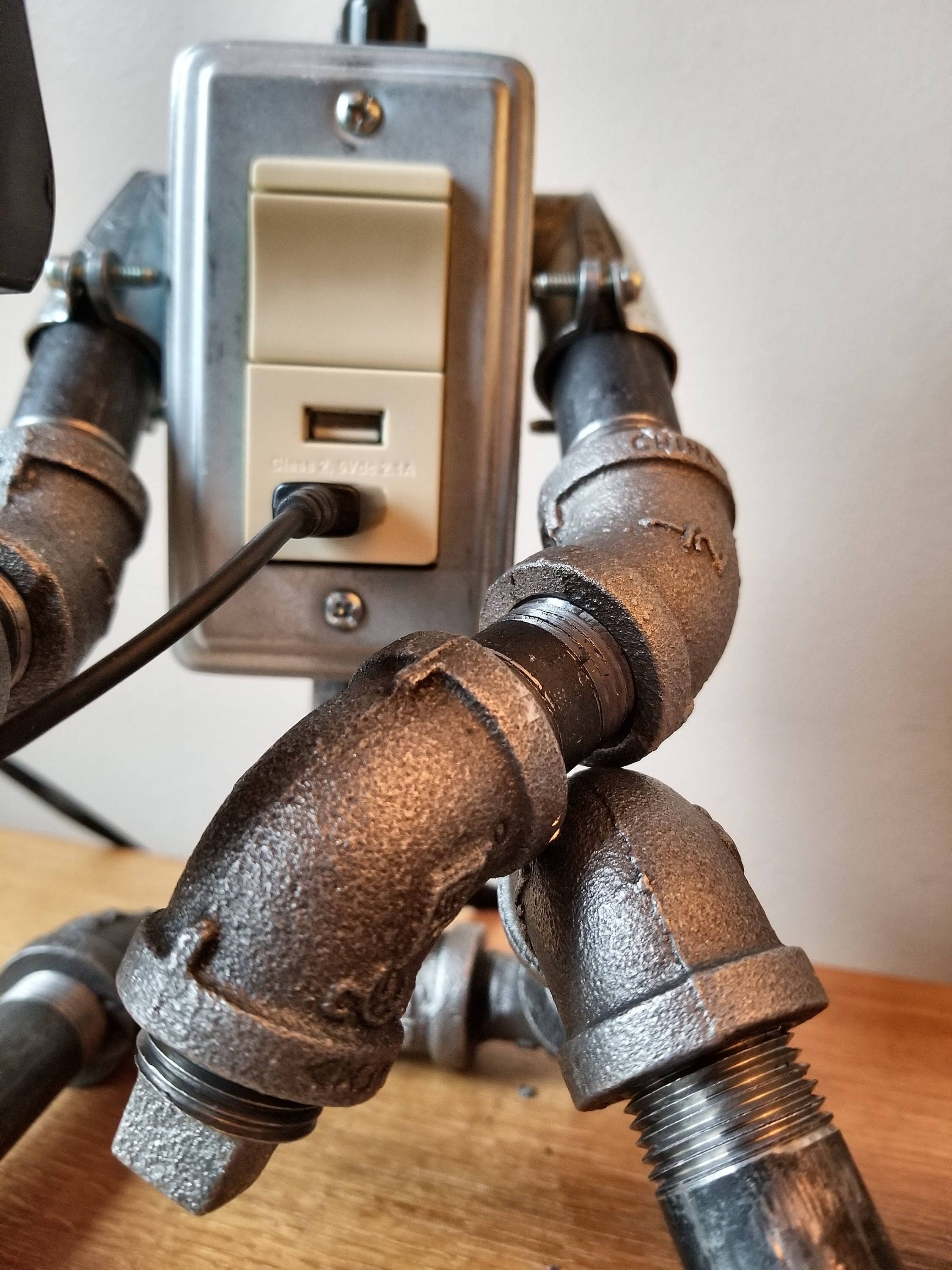 Daydreamer L Industrial Pipe Robot With 2 USB Ports and Phone Holder - Etsy