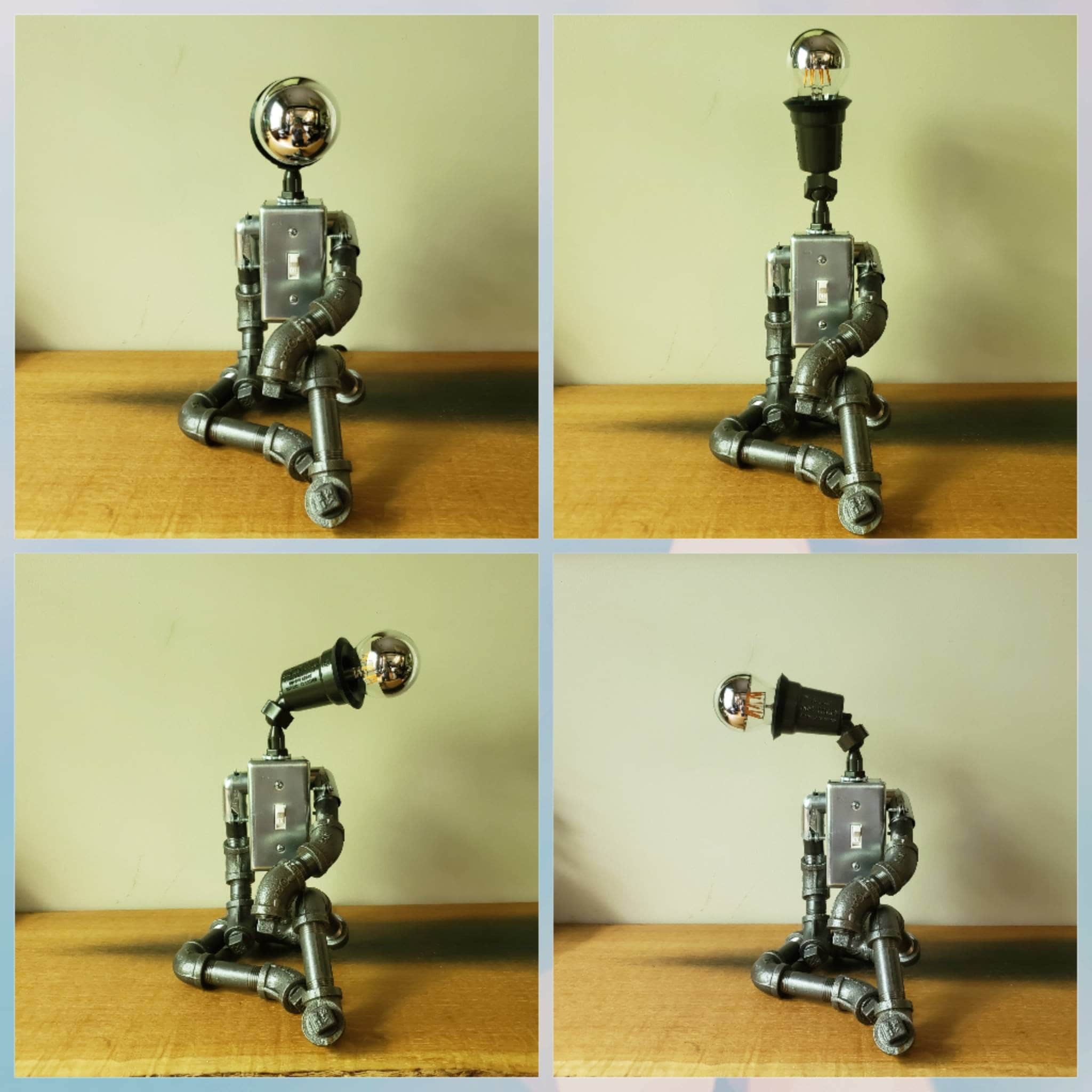The Day Dreamer -- Industrial Pipe Robot Lamp - Etsy
