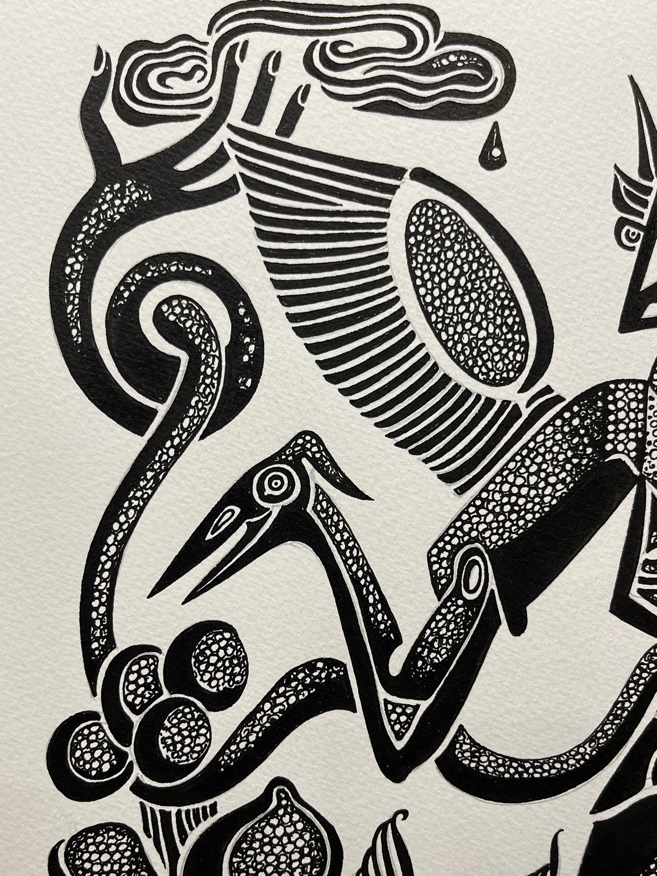 ORIGINAL Artwork Fantasy Character Ink Painting for Living Room Wall ...