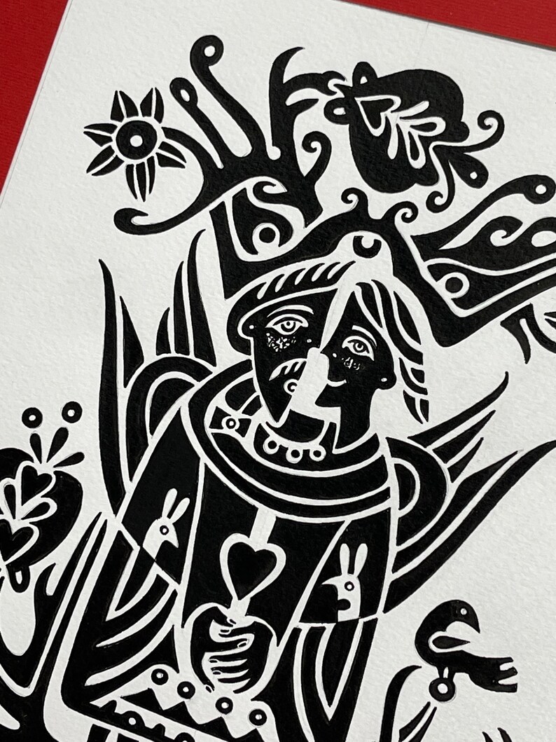 Folkart Lovers Small Original Artwork, Hand-drawn Ink Art, Romantic ...