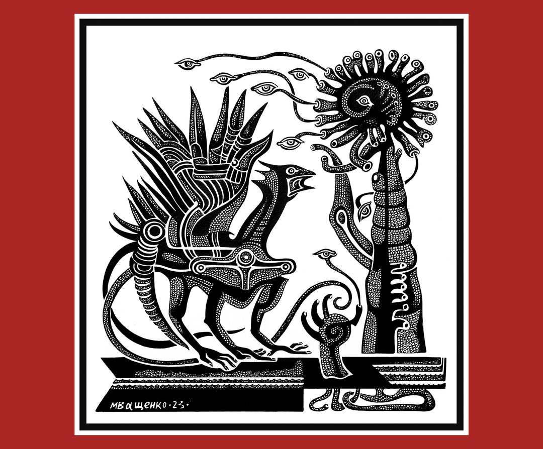 ORIGINAL Artwork Fantasy Character Ink Painting for Living Room Wall ...