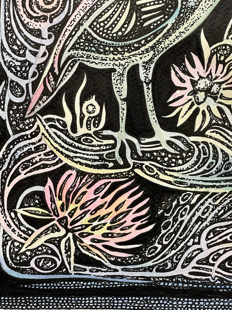 Fantastic Bird and Artichoke Botanical Art, Bird Wall Art, Hand-drawn ...