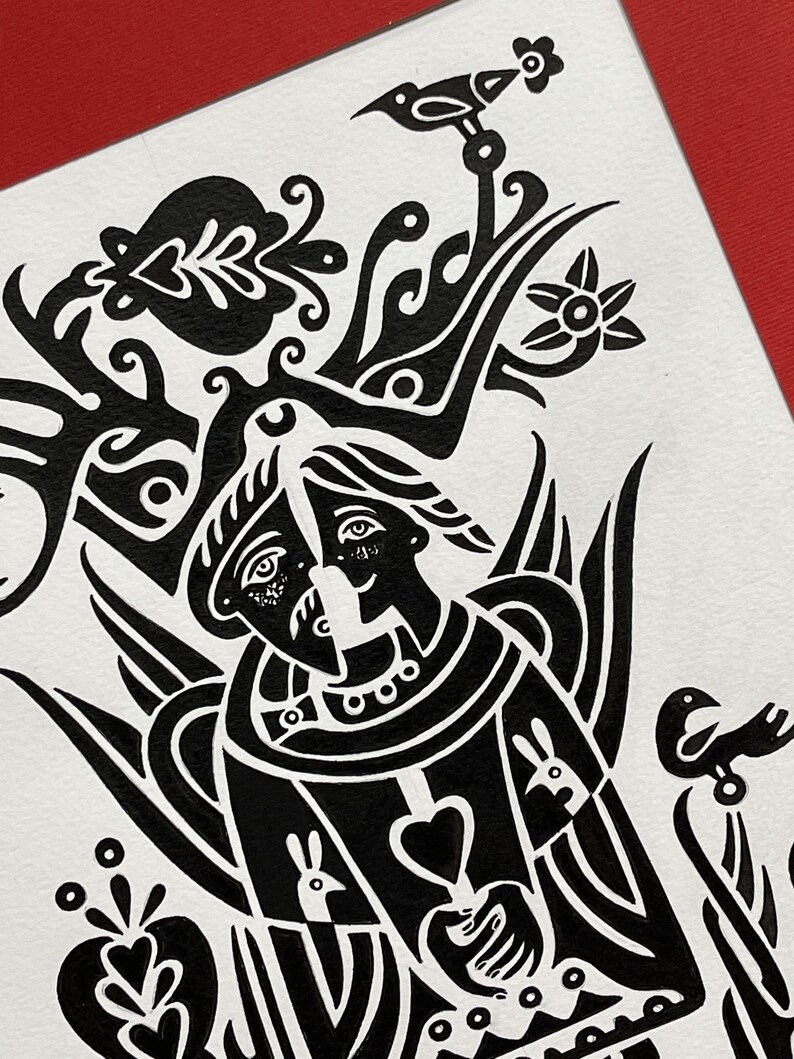 Folkart Lovers Small Original Artwork, Hand-drawn Ink Art, Romantic ...