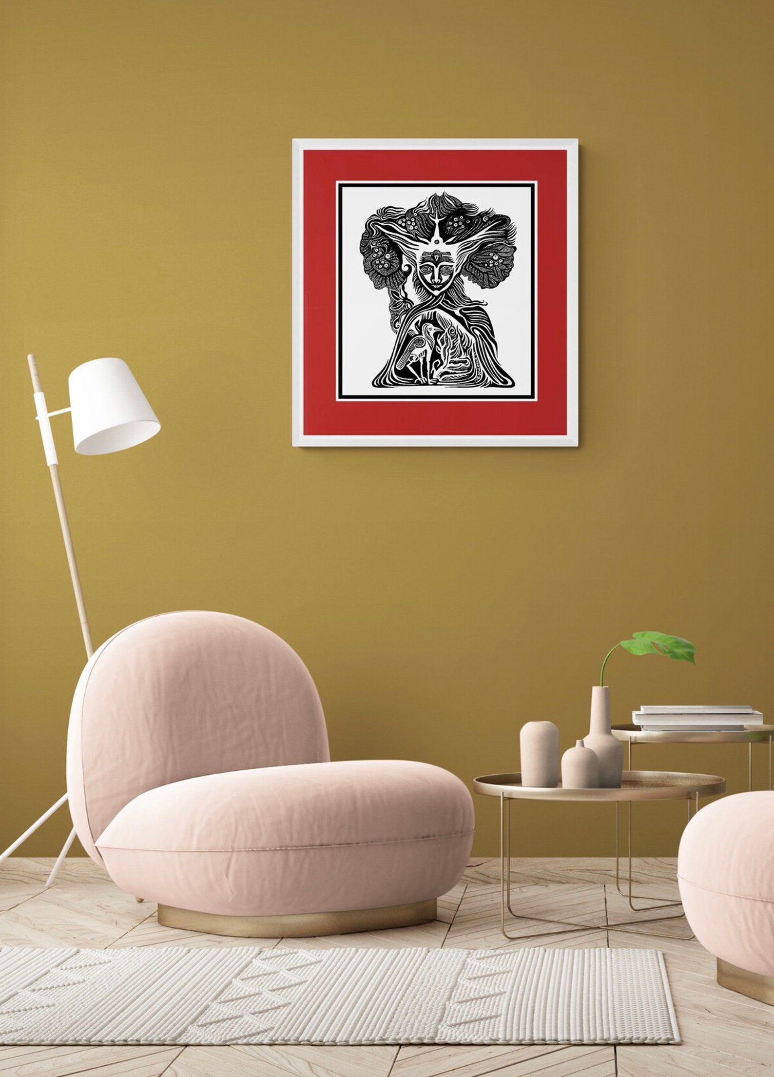 Forest Mona Lisa, Fantasy Tree Wall Art, Hand-drawn Ink Art, Ink ...