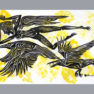 ORIGINAL Autumn Angels Artwork for Living Room Ink Painting Christian ...