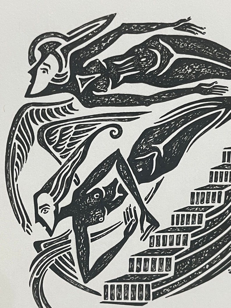 Angel Small Ink Art, Small Ink Drawing, Angelic Illustration, Miniature ...