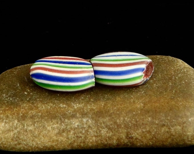 Old Venetian Melon Chevron Tabular Beads: V 869 - Etsy