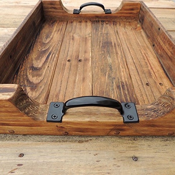 Rustic Wood Tray With Handles - Etsy