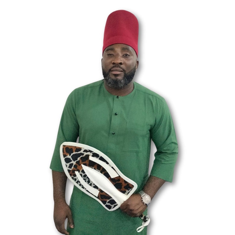 Traditional Igbo Hand Fan, Handmade Animal Skin Designedagu Grooms ...