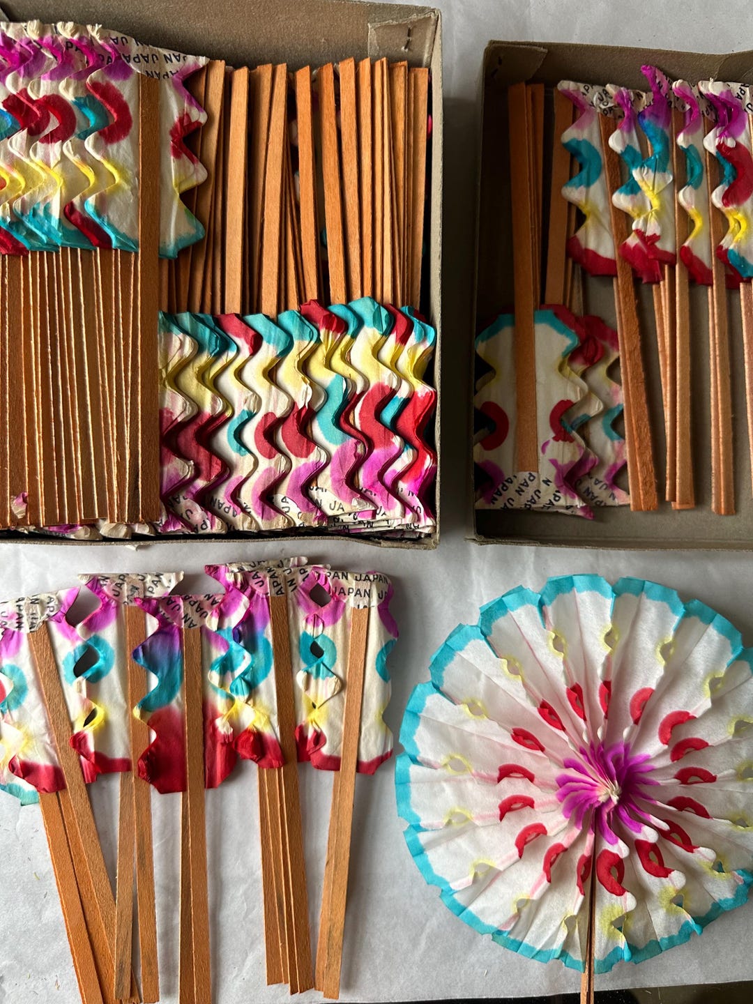 One (1) VINTAGE HONEYCOMB FAN - Colorful, Japan - Etsy
