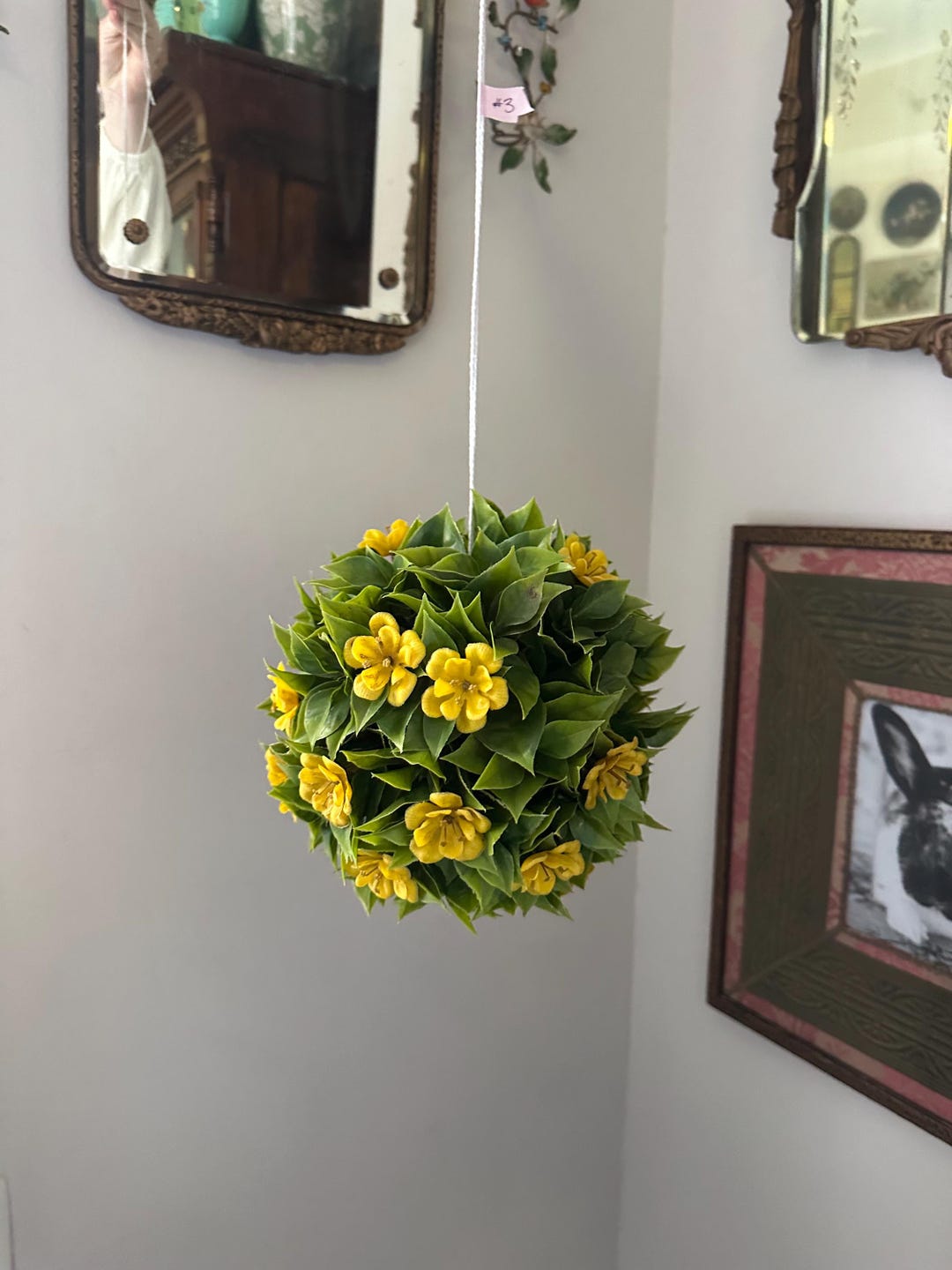 Vintage Plastic Kitschy Flower Topiary Hanging Floral Ball Sphere ...