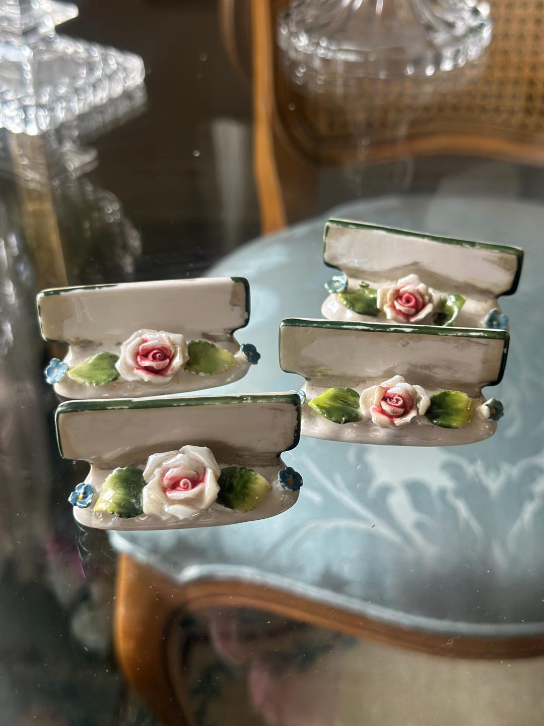 Vintage Porcelain Floral Table Place Cards - Name Cards, Porcelain ...
