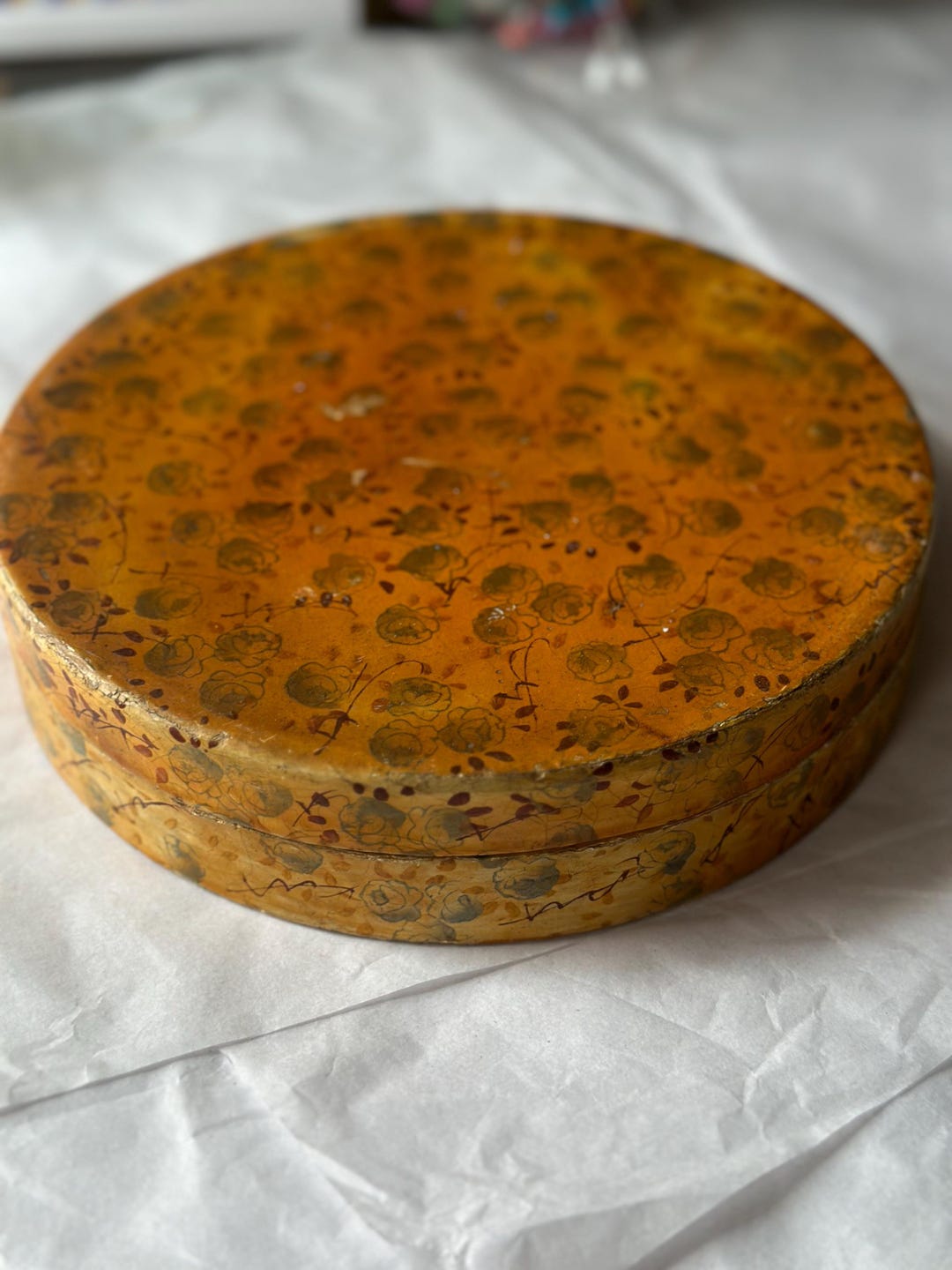 Vintage Paper Mache Thin Round Box - Made in Japan - Etsy