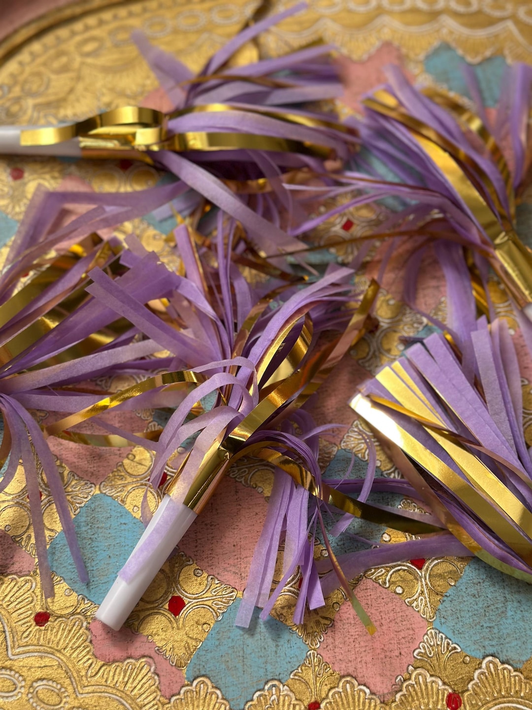 SET (5) Vintage-style Tissue Paper Fringe Small Party Blowers - Vintage ...