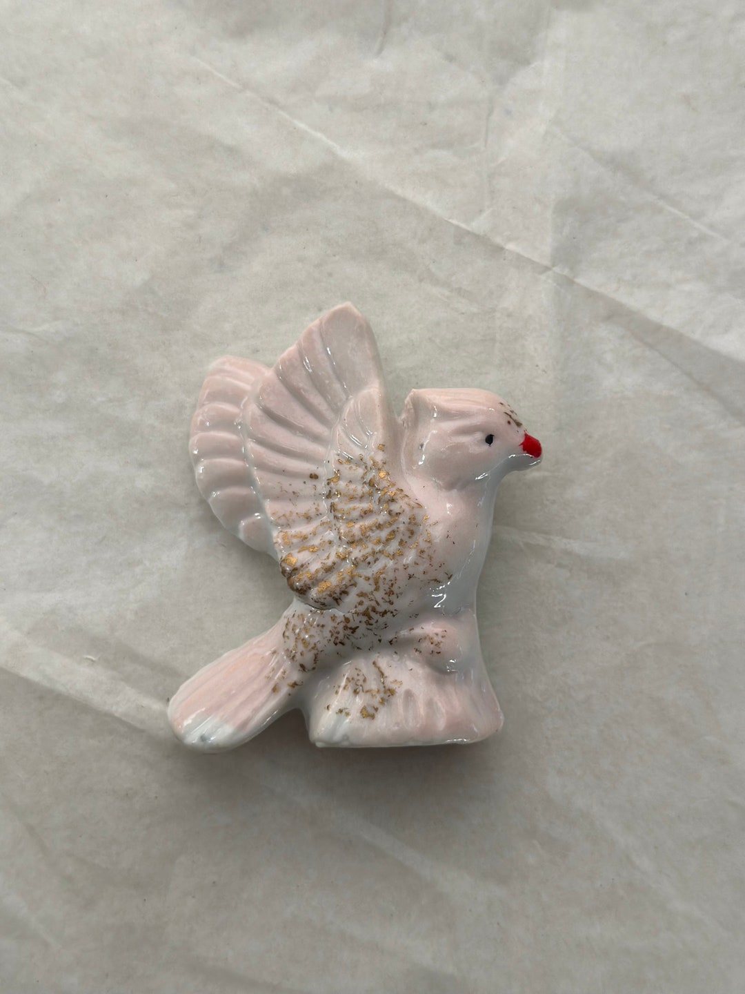 VINTAGE Ceramic Pink Bird Figure - Etsy