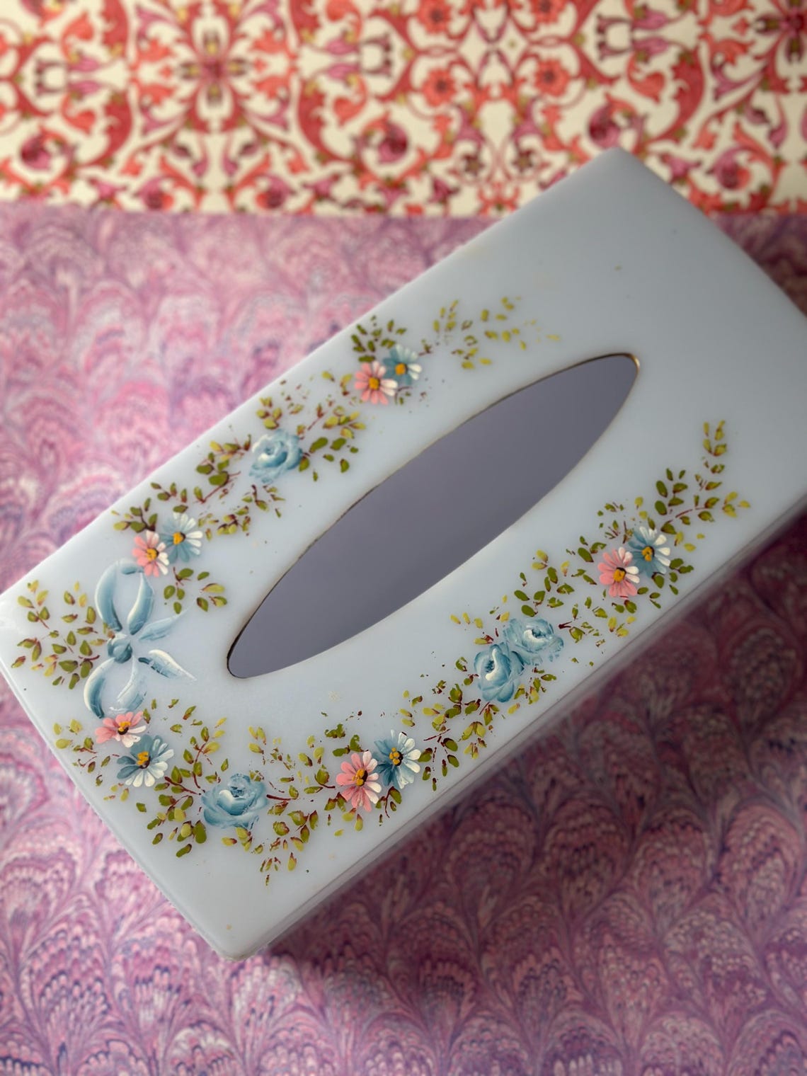 Vintage Mitchell Gould Plastic Tissue Cover Box - Pastel Shabby Chic ...