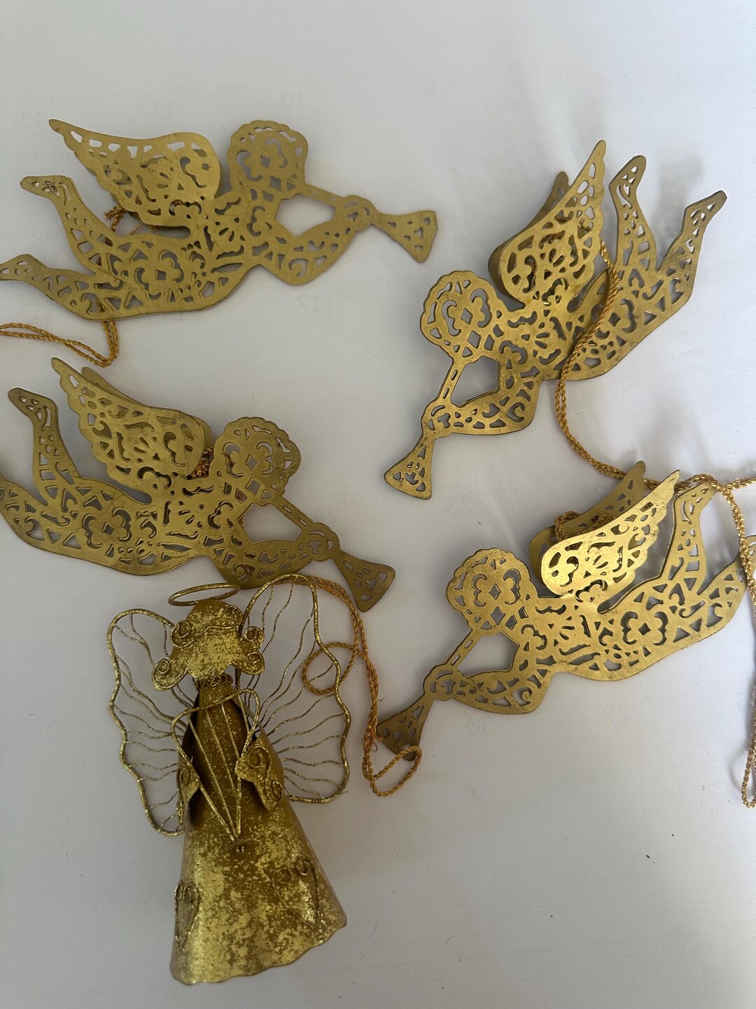 LOT of Gold Metal Christmas Angel Ornaments - Etsy