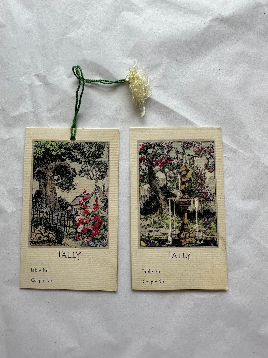 PAIR Vintage Tally Cards - Vintage Ephemera, Vintage Game Table Cards ...