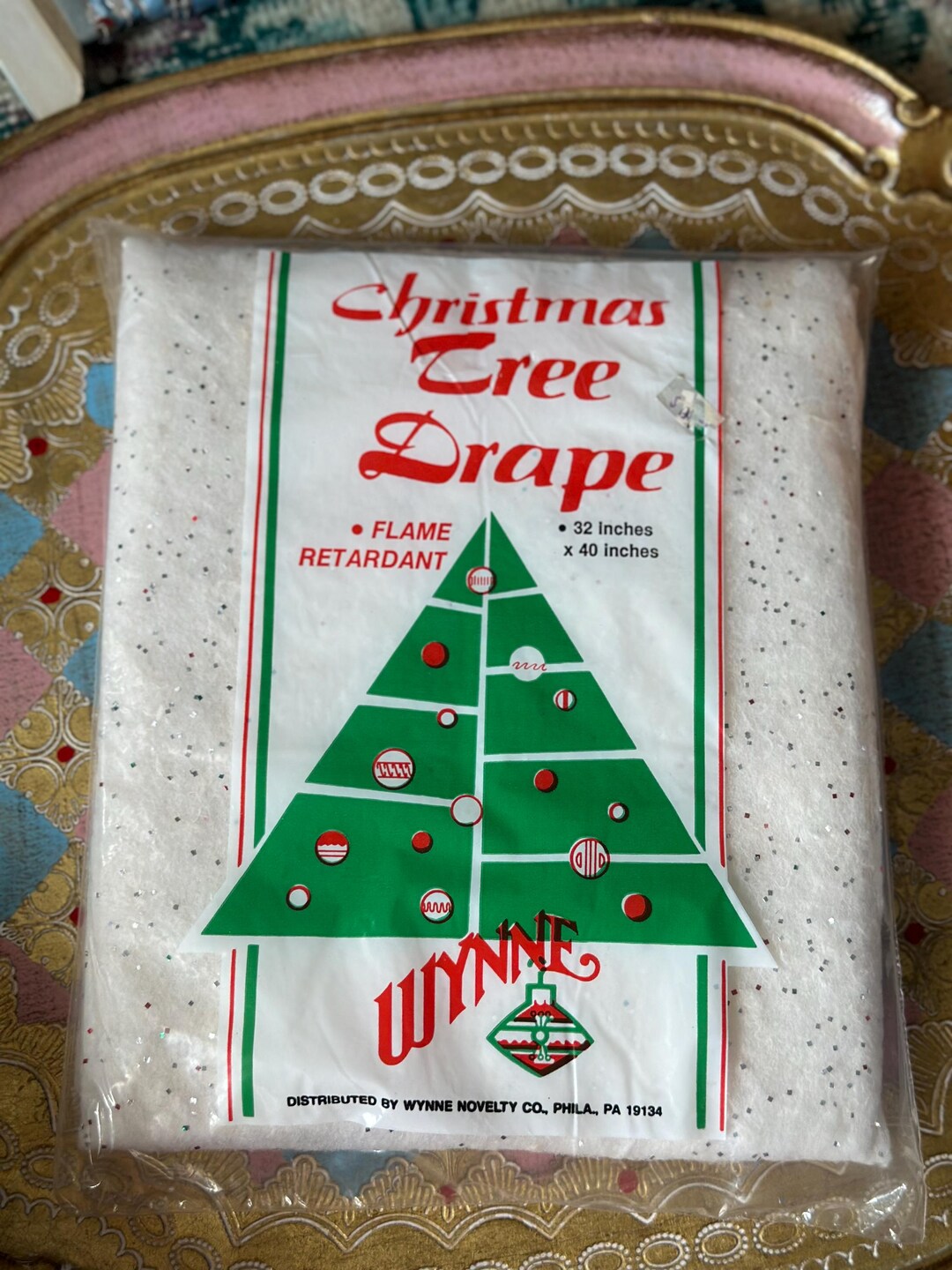 VINTAGE Christmas Tree Drape - Wynne Novelty - Multicolored Glitter - Etsy