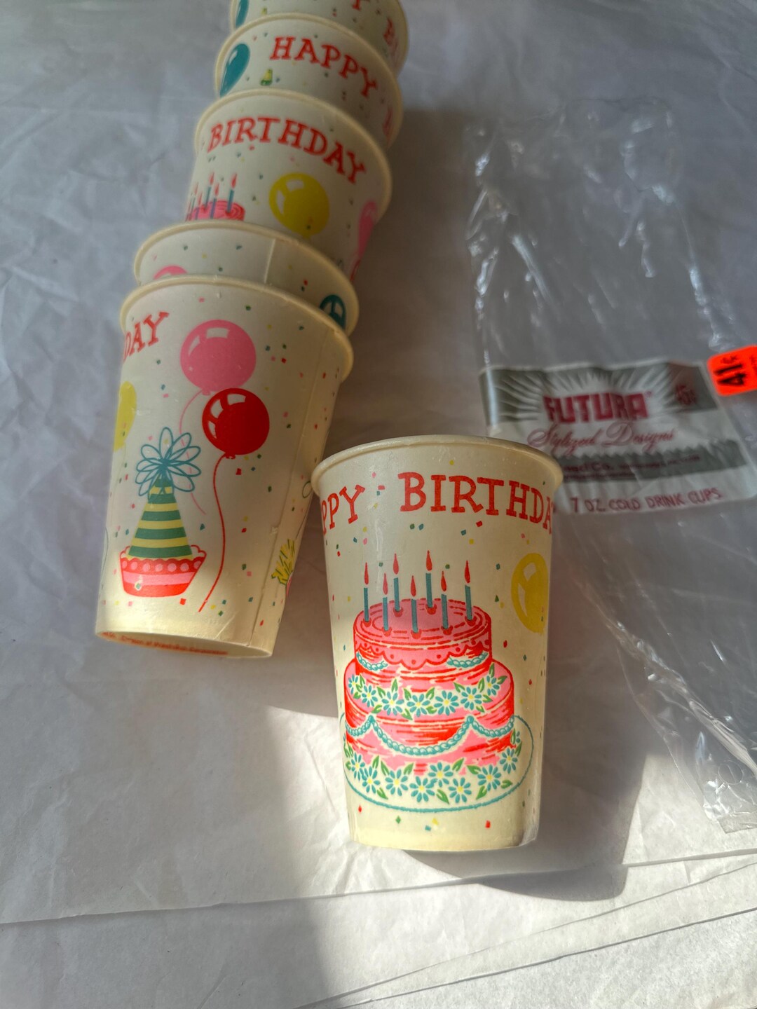 Vintage Party Paper Cup Set - Paper Cut Birthday Party Cake - Etsy