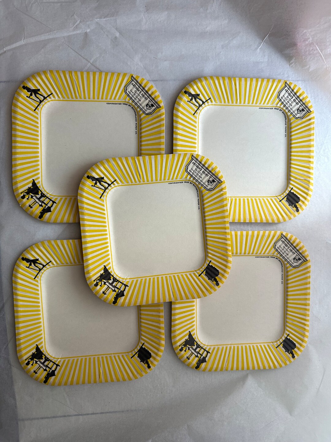 LOT 5 Vintage 1940s Arthur's Dairy Tastee Ice Cream Paper Plates - Etsy