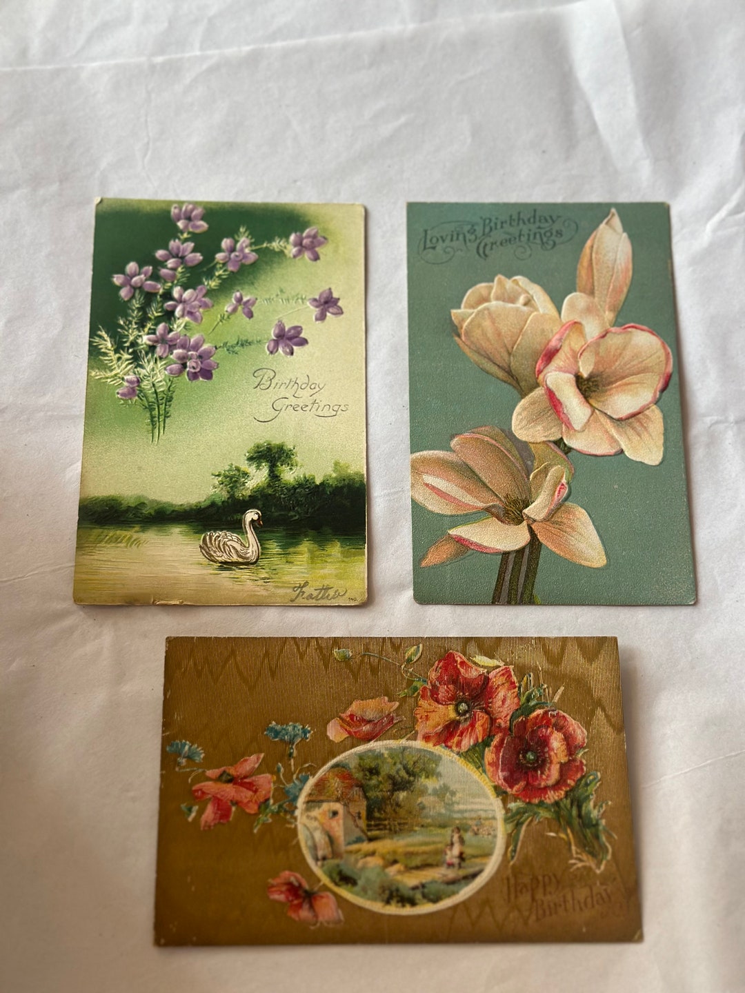 LOT 3 Antique Victorian Birthday Cards - Etsy