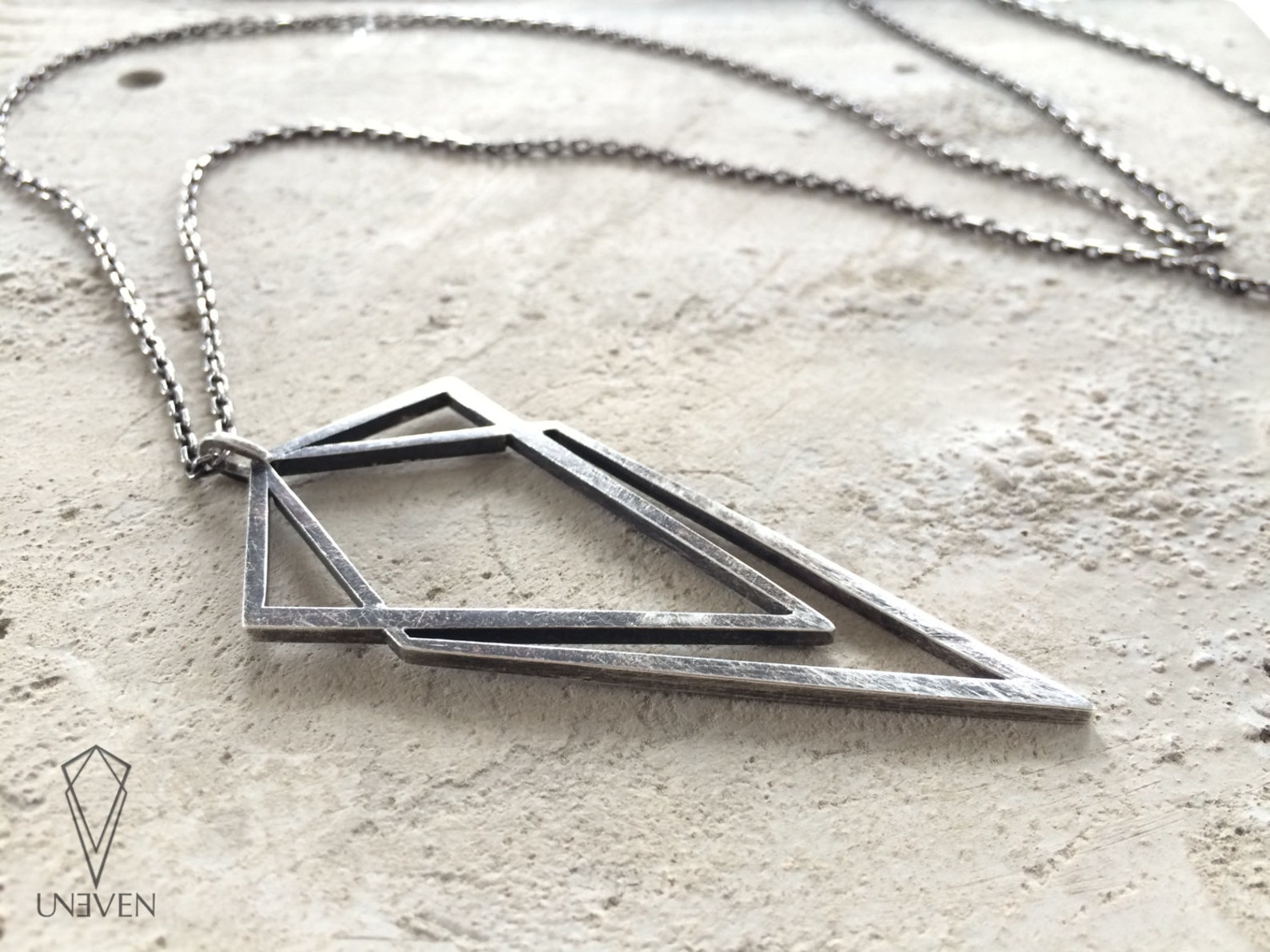 Geometric Silver Pendant Diamond Shape Pendant Witchy - Etsy