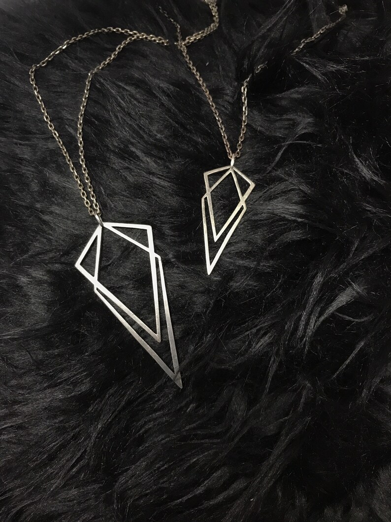 Geometric Silver Pendant Diamond Shape Pendant Witchy | Etsy