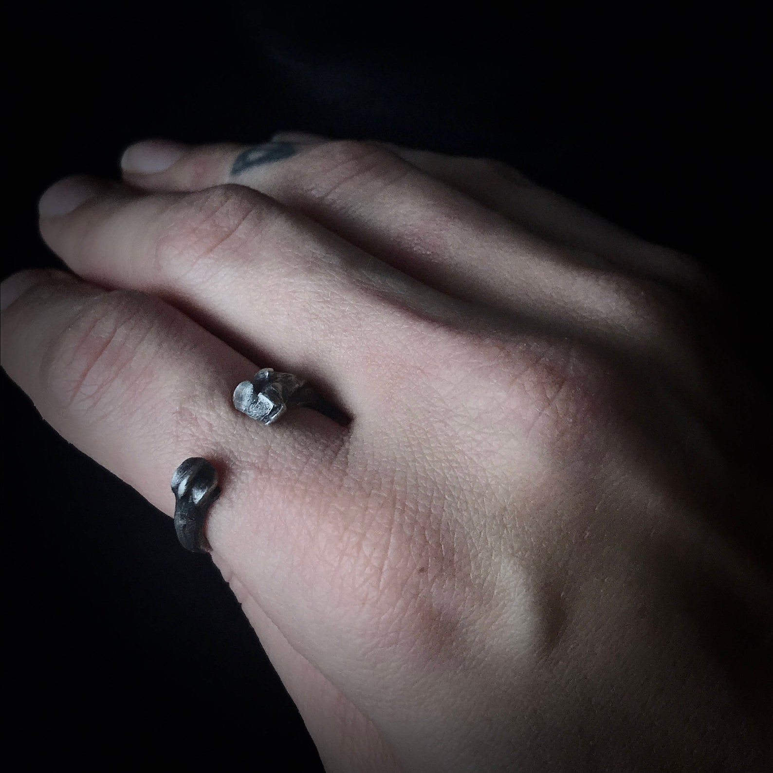Bone Ring Silver Cat Bone Ring Memento Mori Ring Witchy - Etsy