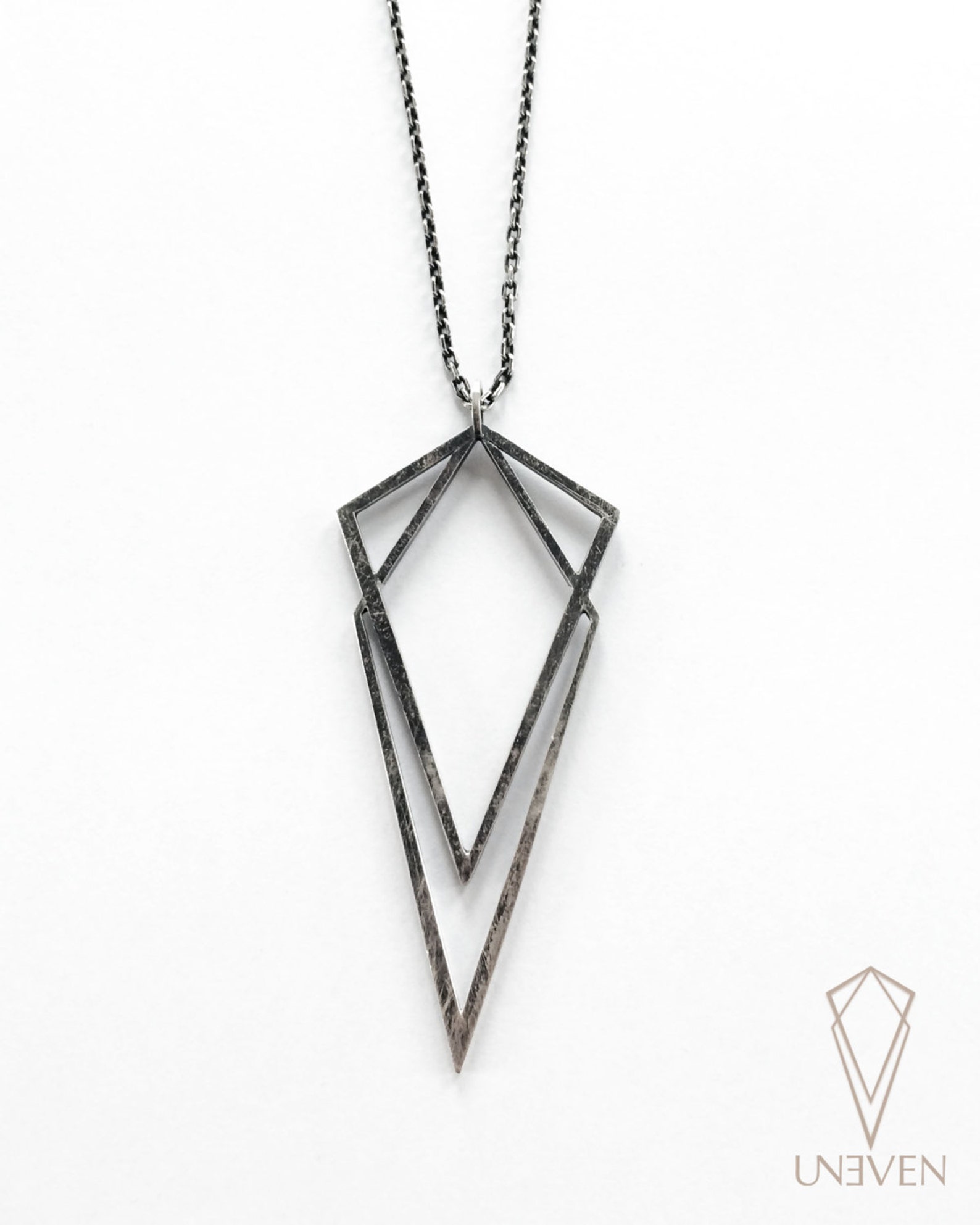 Geometric Silver Pendant Diamond Shape Pendant Witchy - Etsy