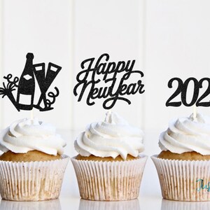 Happy New Year Cupcake, Holiday Toppers, Champagne Bottle Cupcake ...