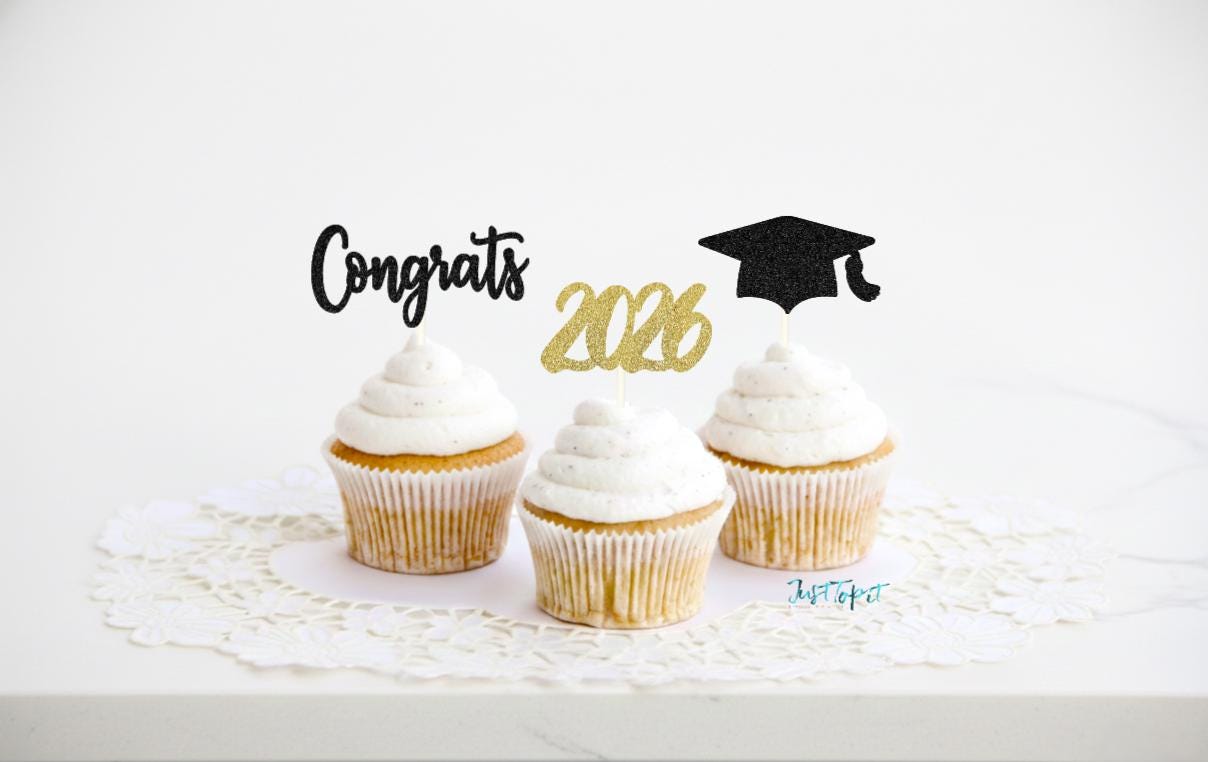 2026 Graduation Cupcake Toppers, Graduation Gift 2026, Congrats Cupcake ...