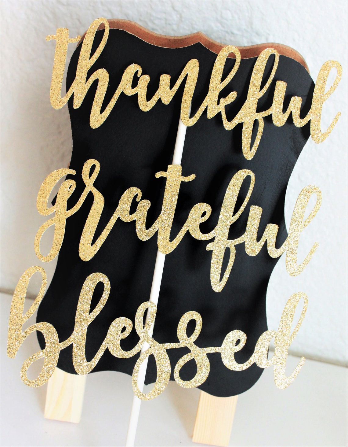 Thankful, Grateful and Blessed Cake Topper, Thanksgiving Cake, Autumn ...